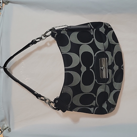 Coach | Bags | Coach Signature Purse With Silver Accents Black And ...